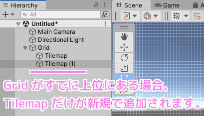 Unity すでに Grid が上位にある場合 Tilemap だけが新規で追加されます。 | Compota-Soft-Press
