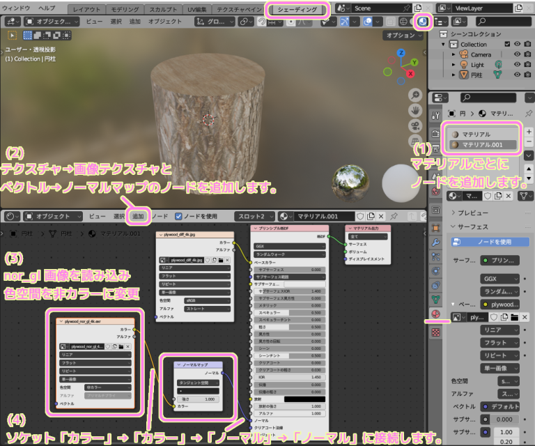 Blender 1つのオブジェクトに2枚のテクスチャを割り当てる | Compota-Soft-Press