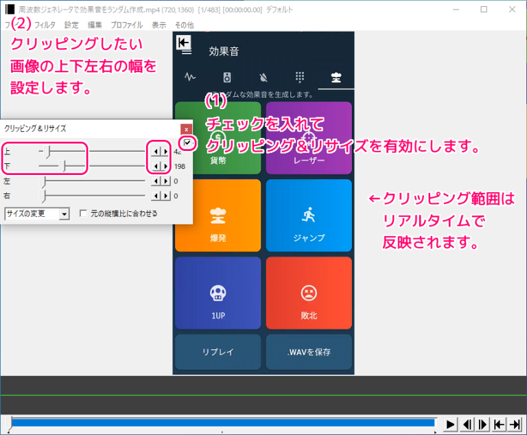 AviUtl クリッピング＆リサイズで動画の上下左右の指定した幅をトリミング | Compota-Soft-Press